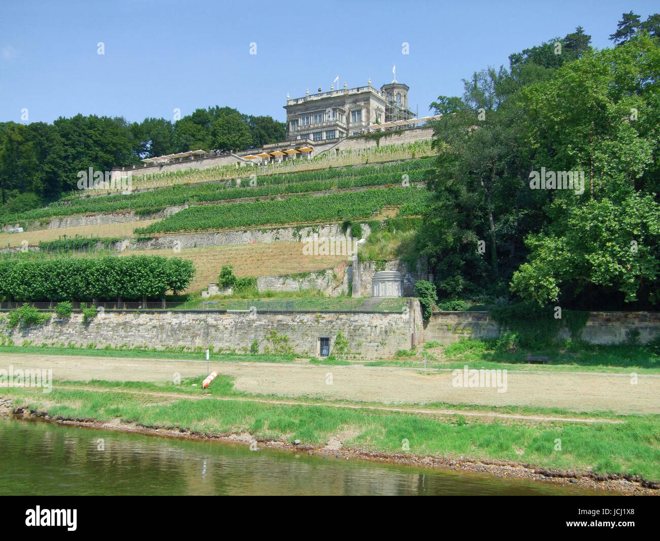 sunny scenery including the Villa Stockhausen near Dresden in Saxony ...