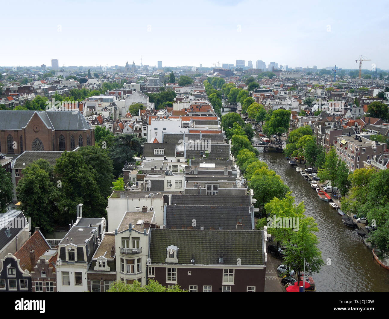 high angle view of Amsterdam, the dutch capital city of the Kingdom of ...
