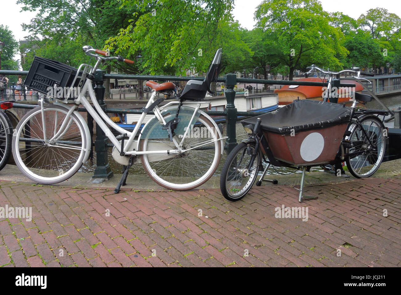 street scenery with bicycles seen in Amsterdm (Netherlands Stock Photo ...