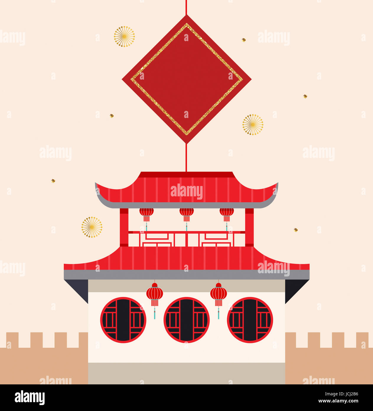 Illustration of ancient Chinese structure Stock Photo - Alamy