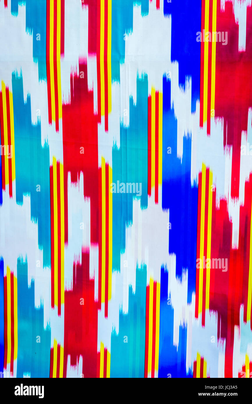 Traditional colorful uzbek pattern on the fabric hi-res stock ...