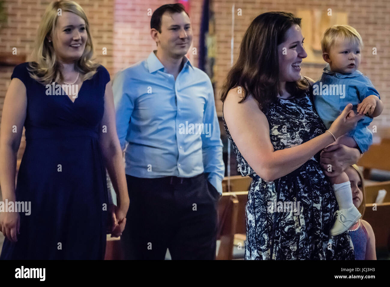 Church ceremony, baptism of young children. Parents, Grandparents ...