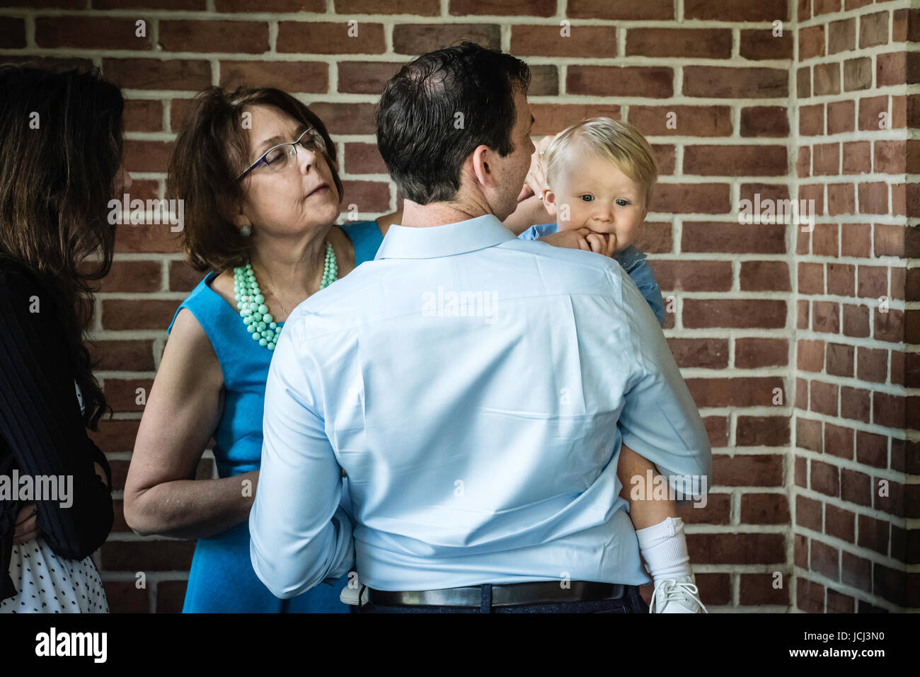 Church ceremony, baptism of young children. Parents, Grandparents ...