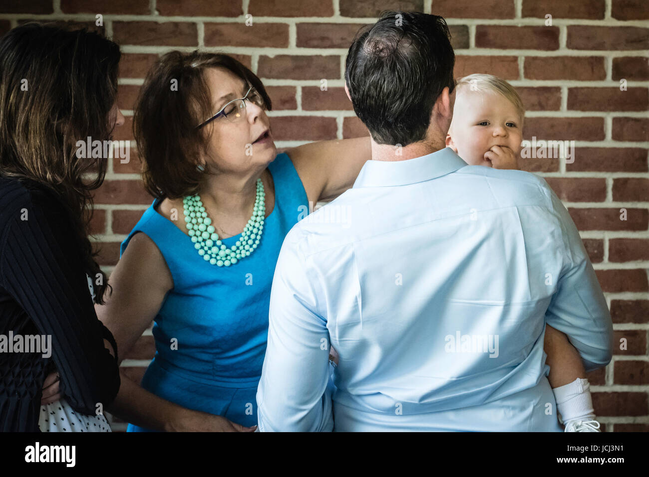 Church ceremony, baptism of young children. Parents, Grandparents ...
