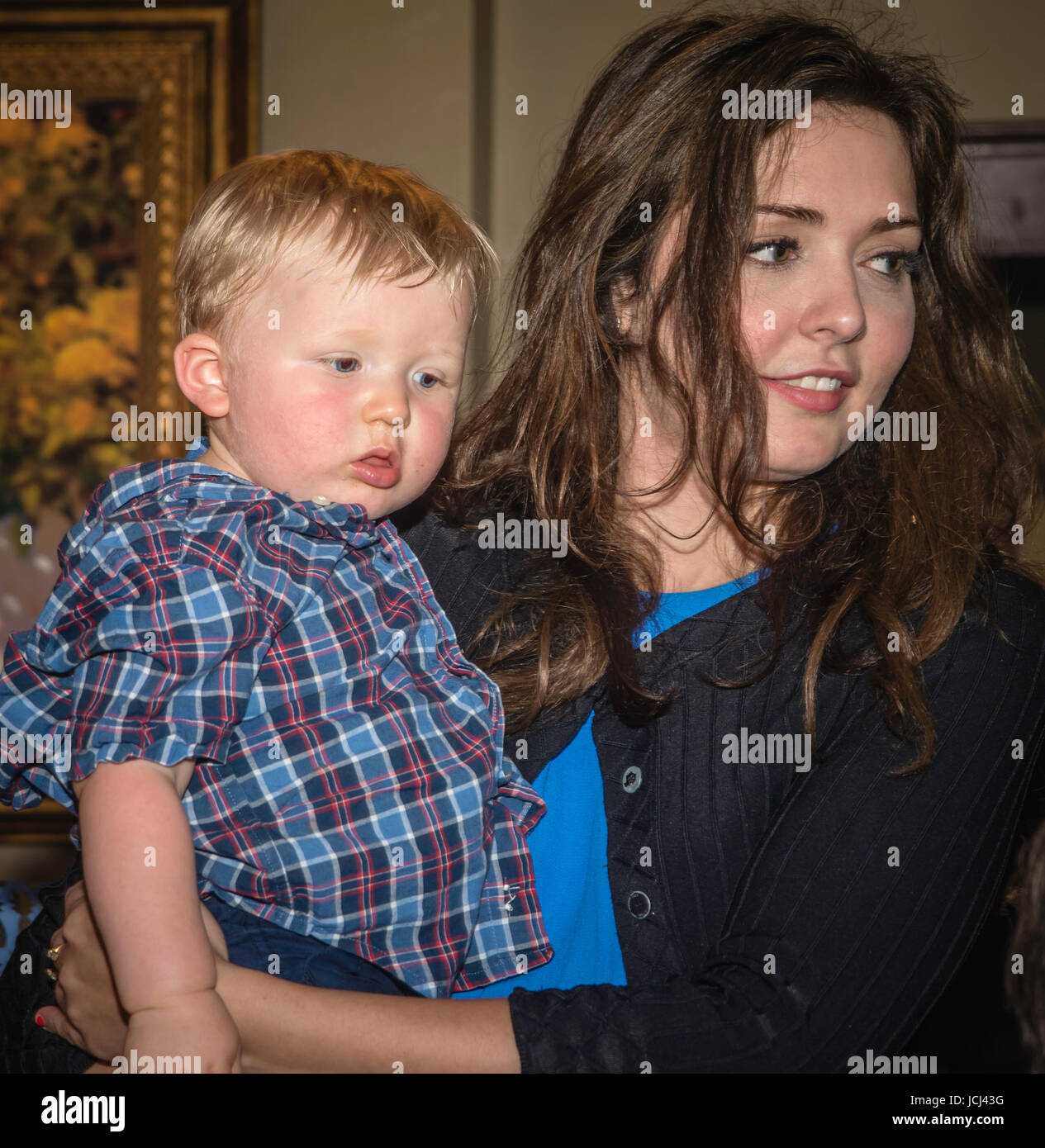 Church ceremony, baptism of young children. Parents, Grandparents ...