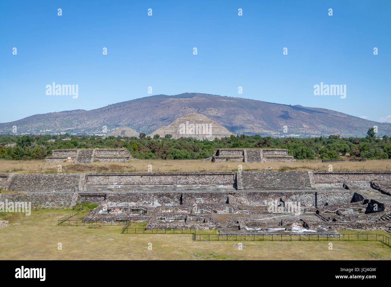 The Sun and Moon Pyramids at Teotihuacan Ruins - Mexico City, Mexico ...
