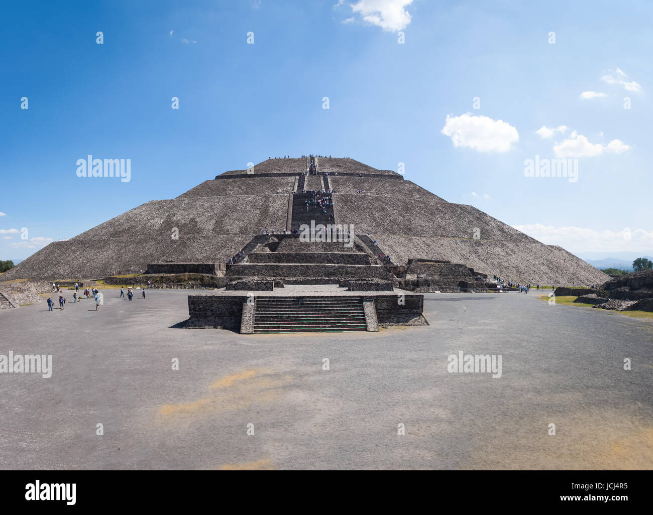Frontal view of The Sun Pyramid at Teotihuacan Ruins - Mexico City ...