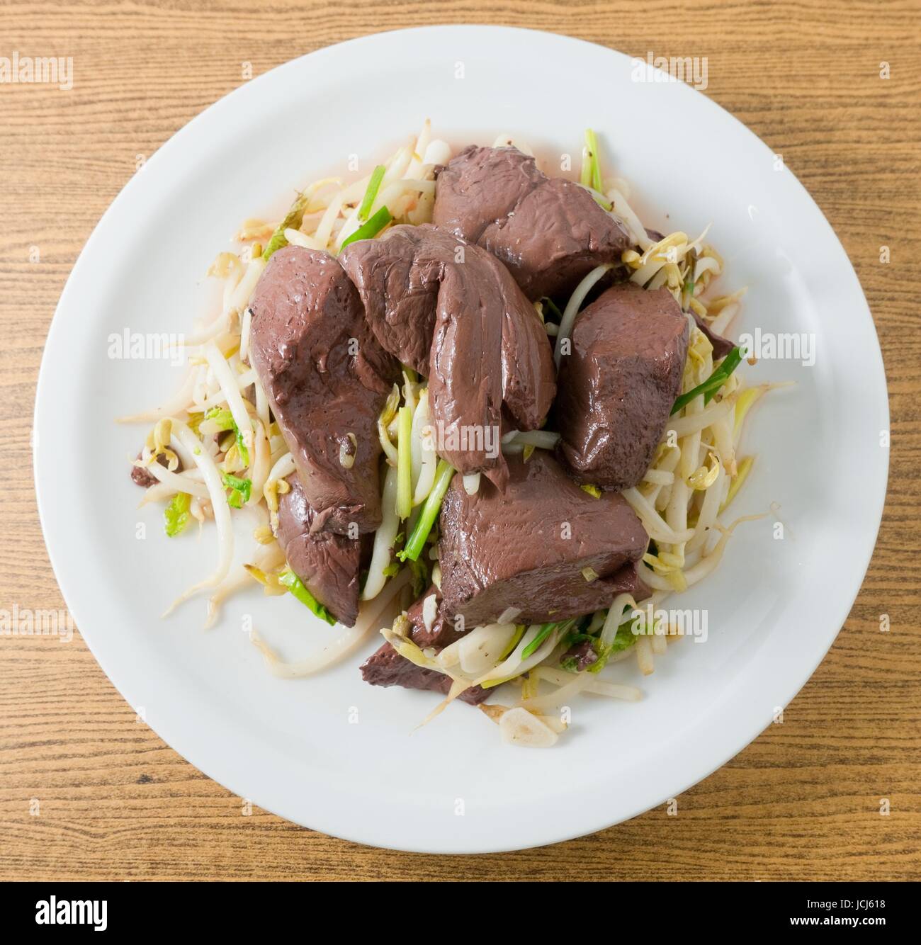 Chinese Traditional Food, Stir Fried Bean Sprout with Congealed Pork ...