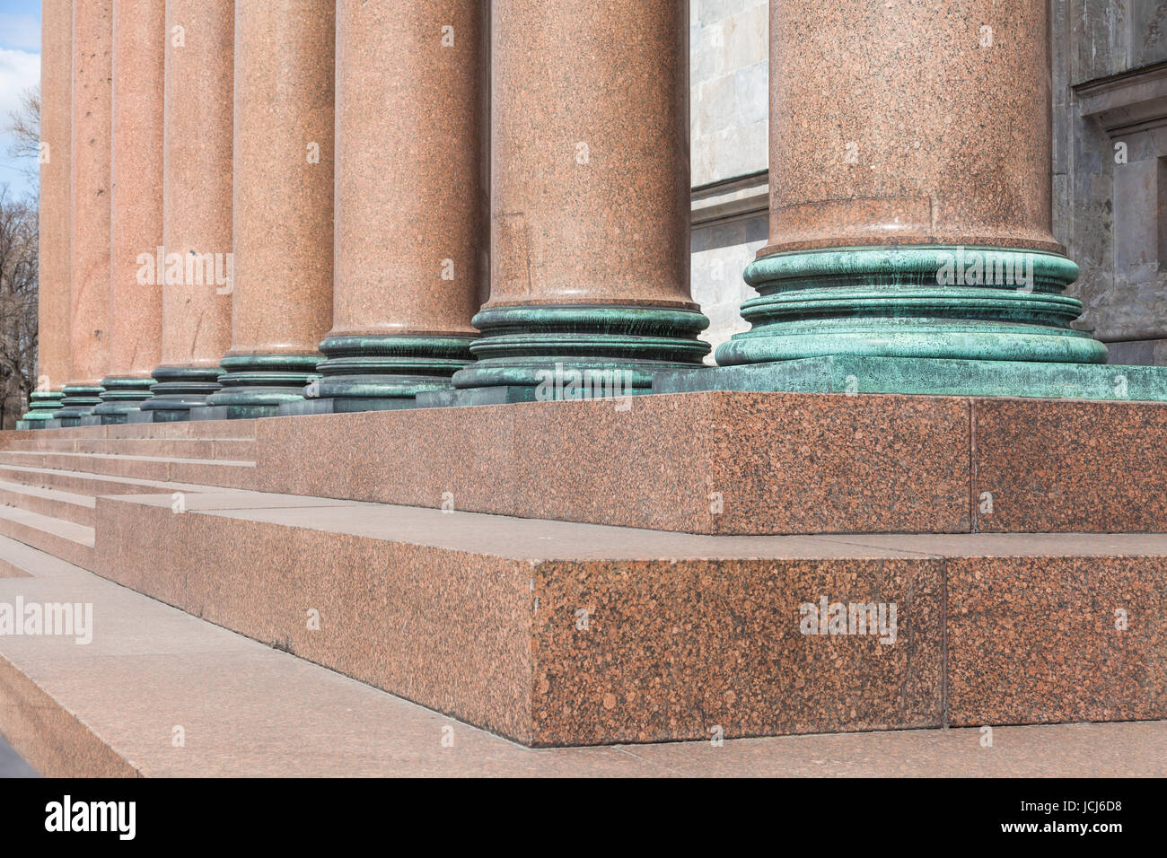 Bronze bases of granite columns of St. Isaac`s Cathedral Stock Photo ...