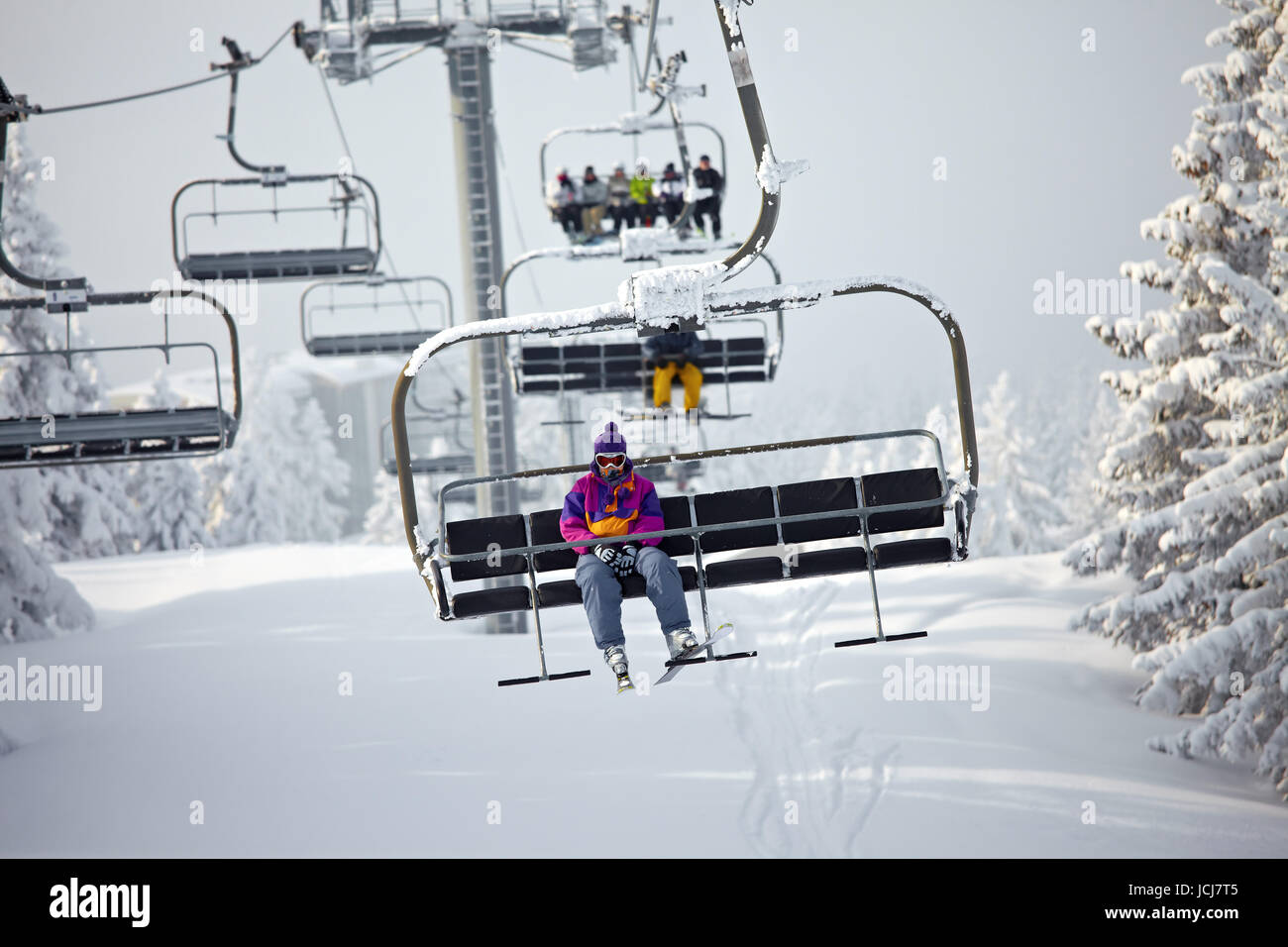 Chairlift on a ski resort Stock Photo - Alamy