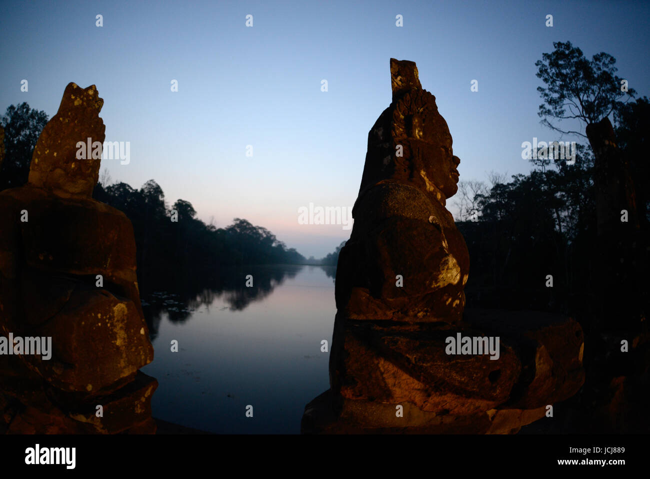 The Bridge at the Angkor Tom Gate in the Temple City of Angkor near the ...