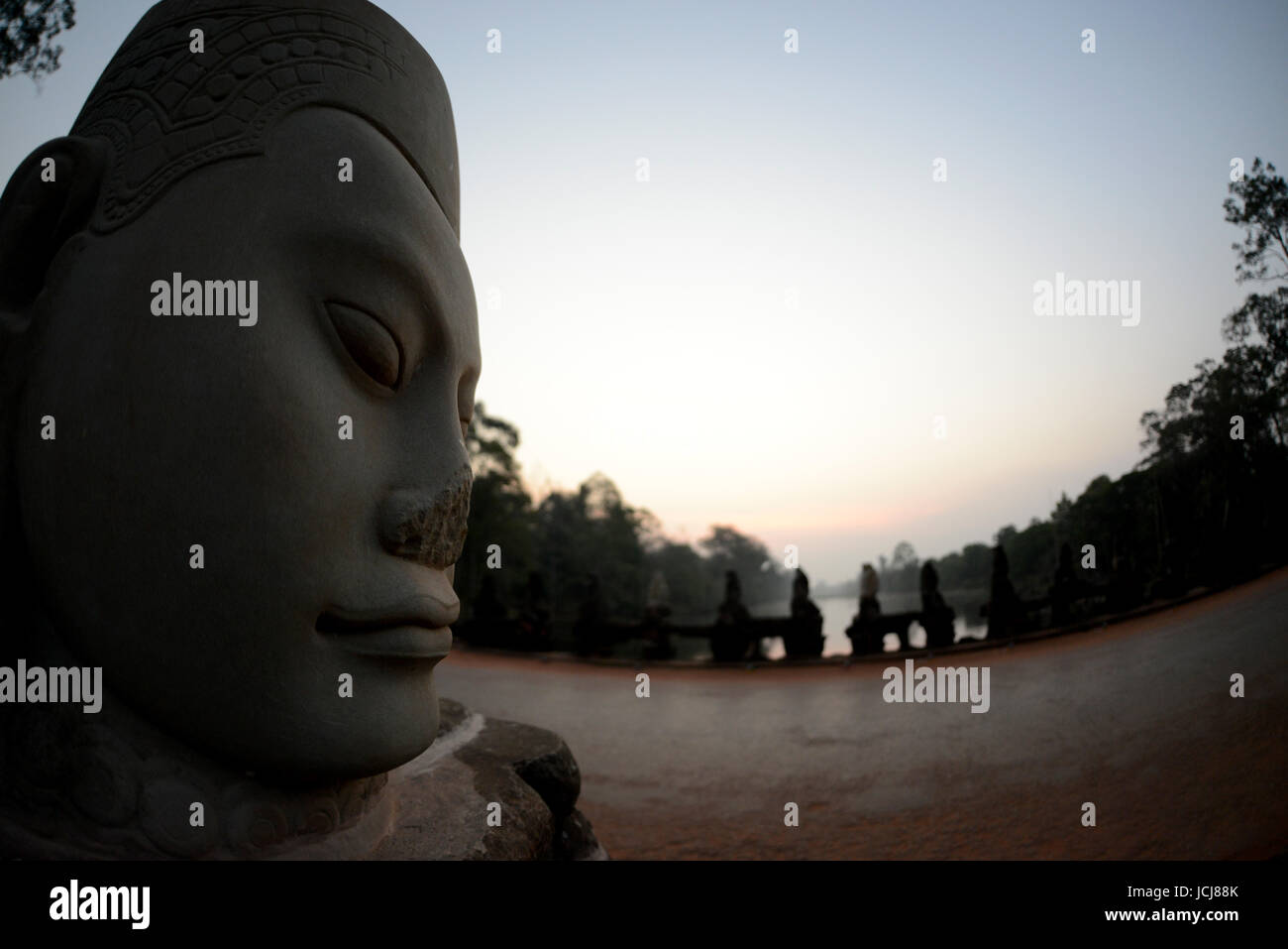 The Bridge at the Angkor Tom Gate in the Temple City of Angkor near the ...