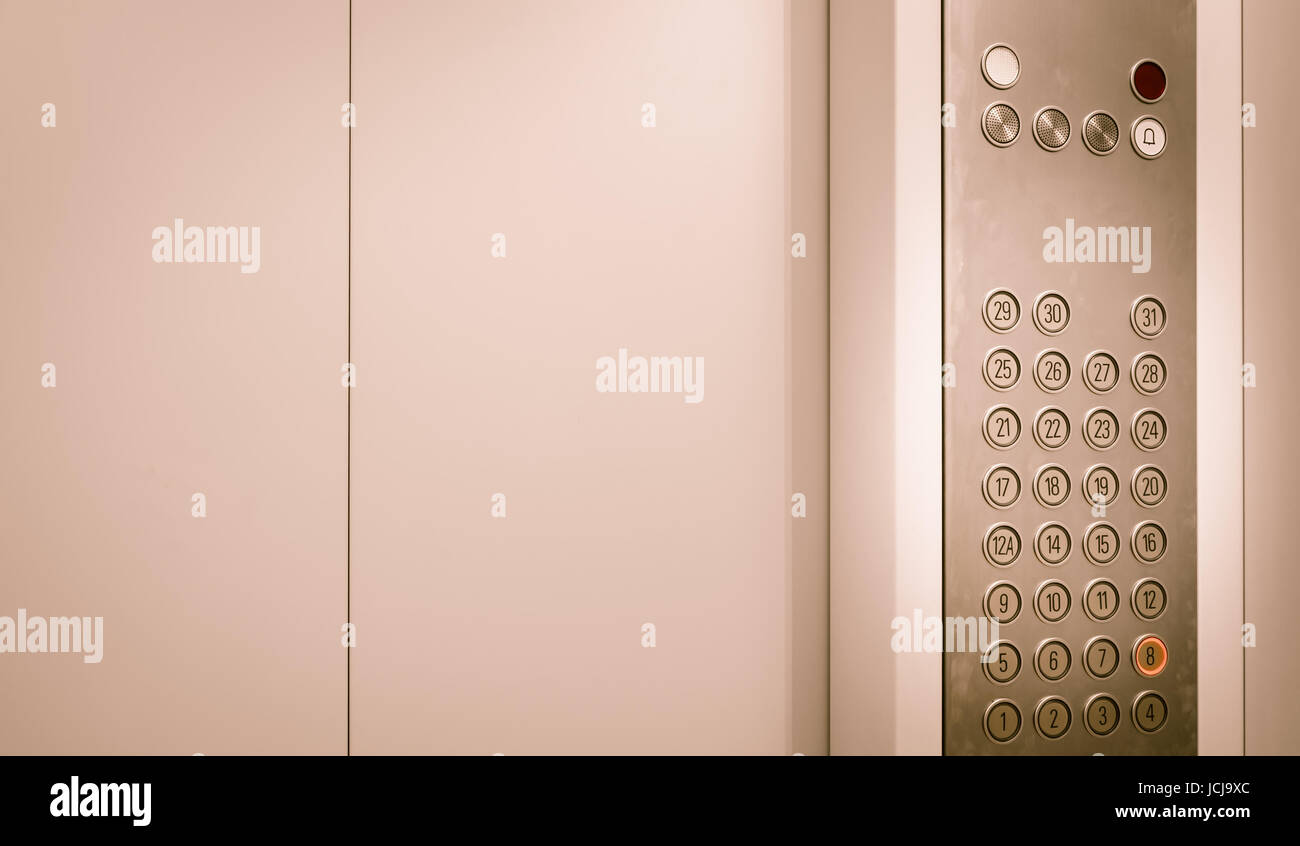 Elevator internal buttons control panel Stock Photo - Alamy