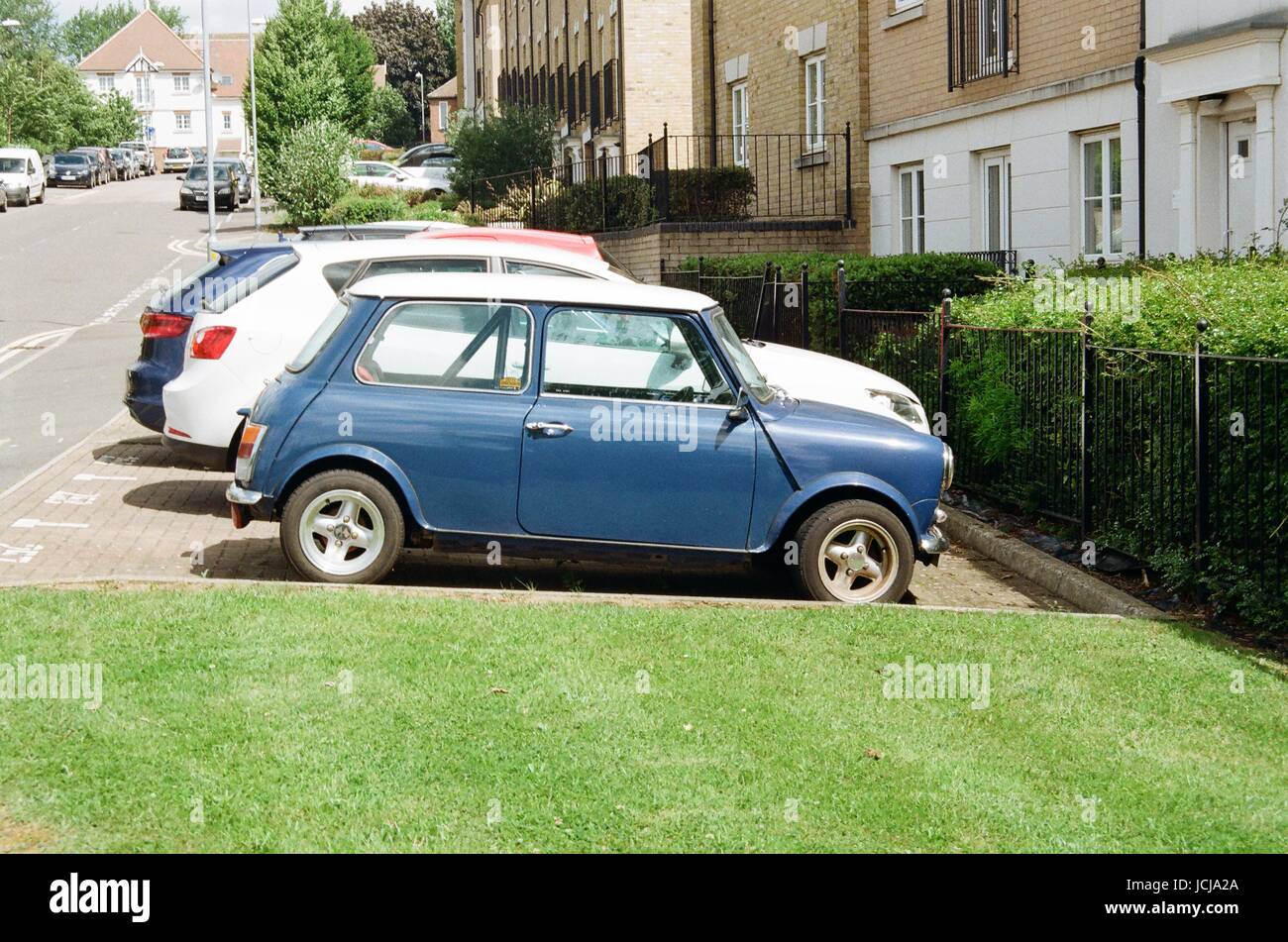 old blue mini Stock Photo - Alamy
