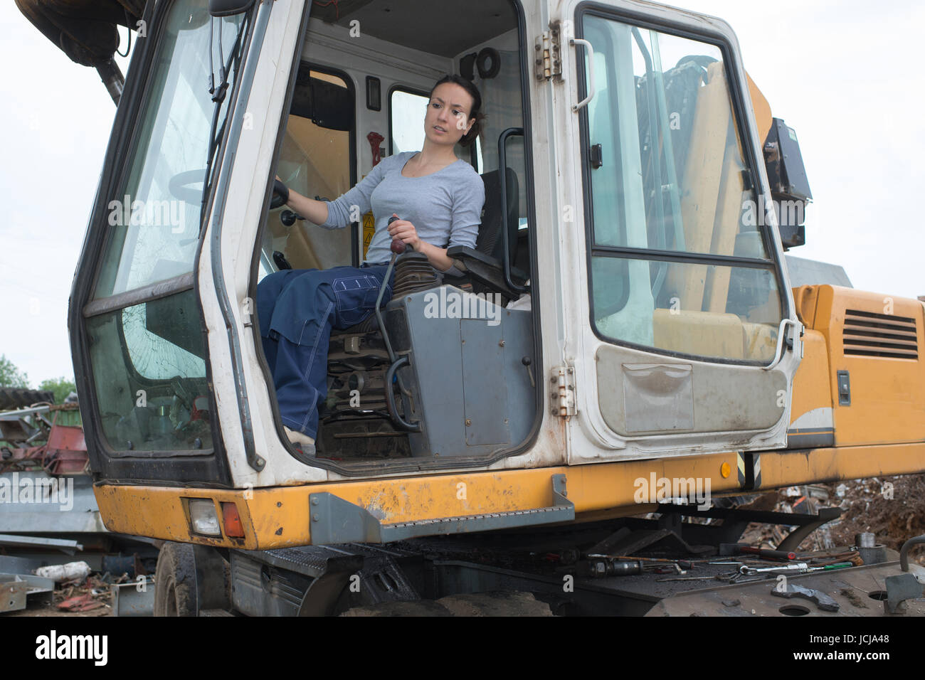 young construction female driver at work Stock Photo - Alamy