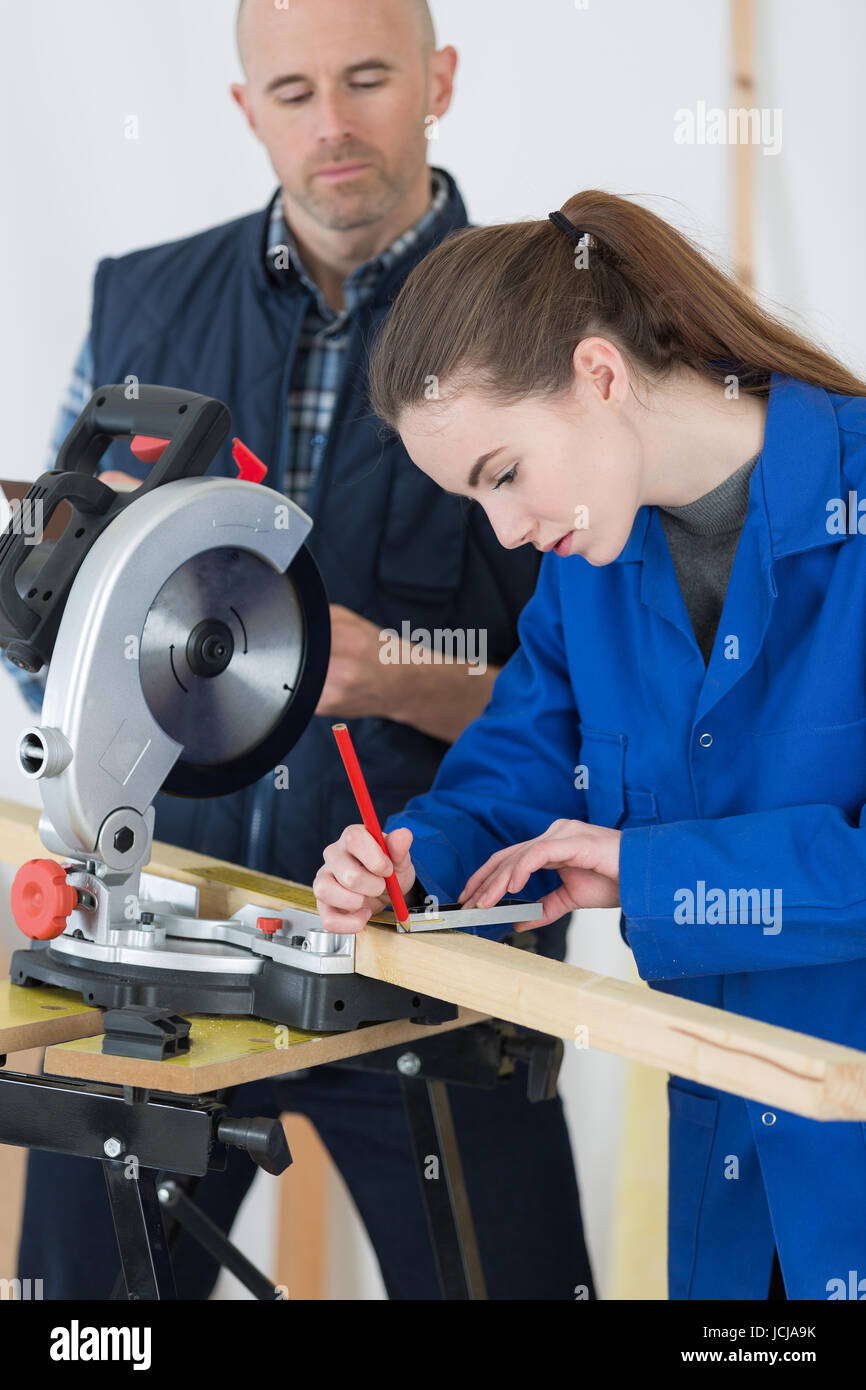 woodworker and female apprentice Stock Photo - Alamy