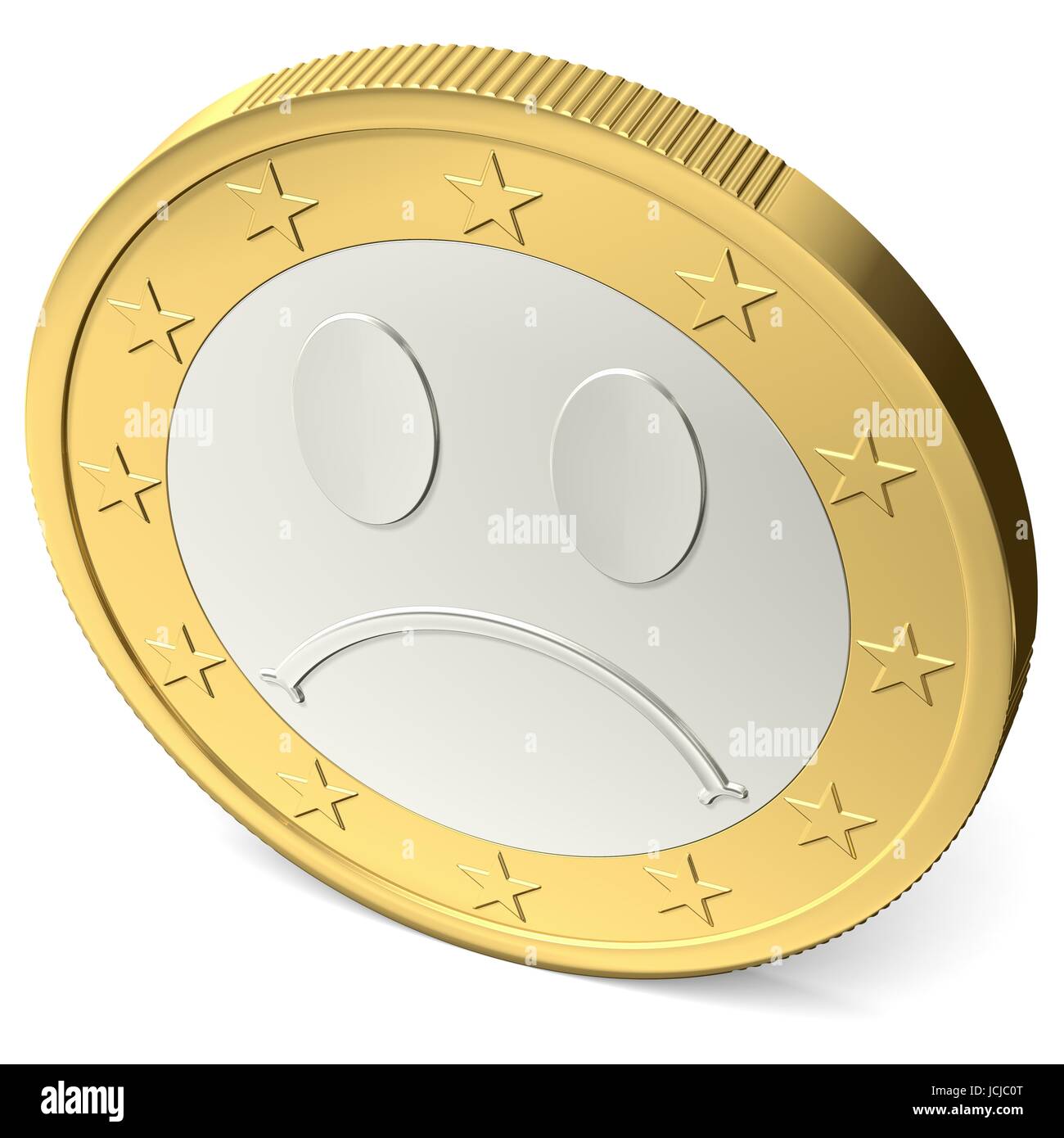 Ein Euro Münze mit traurigem Smiley Stock Photo - Alamy