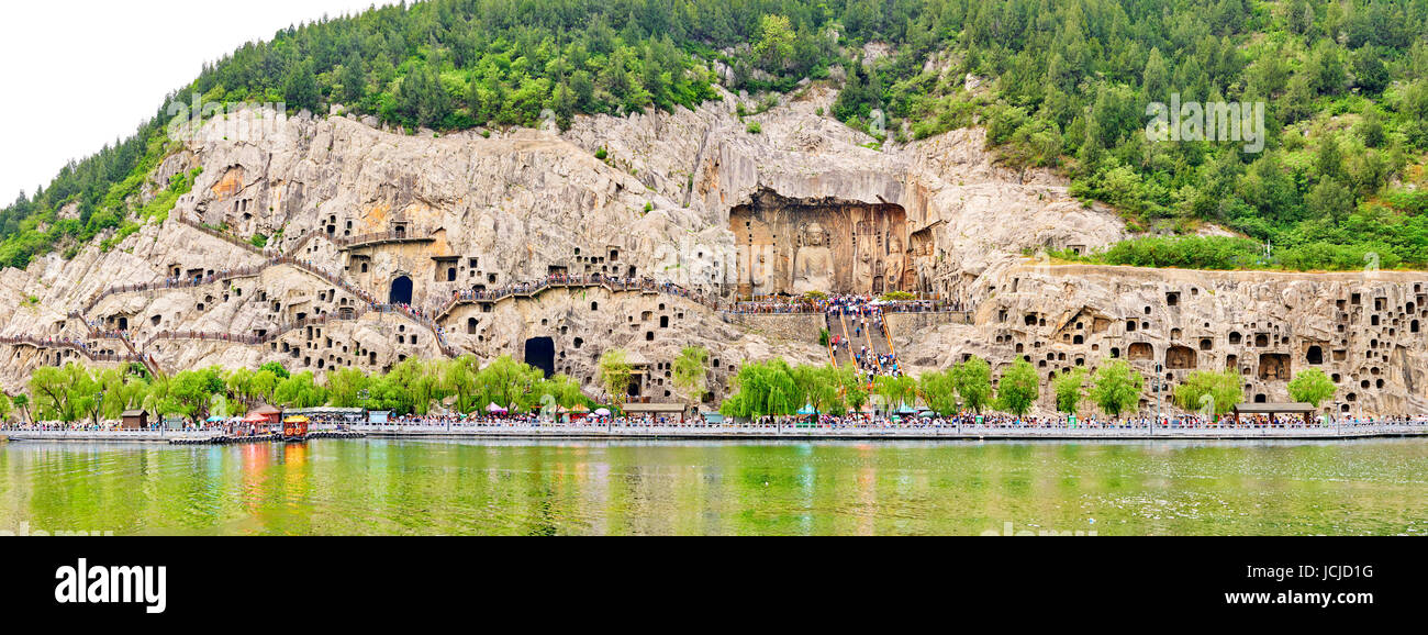 Longmen Grottoes panoramic view, Luoyang, China Stock Photo - Alamy