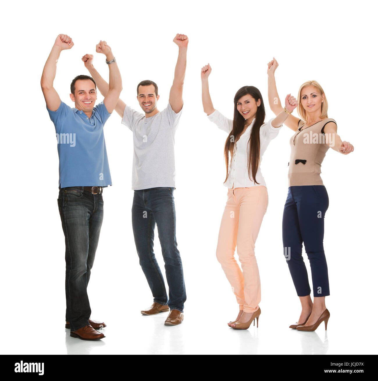 Portrait Of Happy Friends Isolated On White Background Stock Photo - Alamy