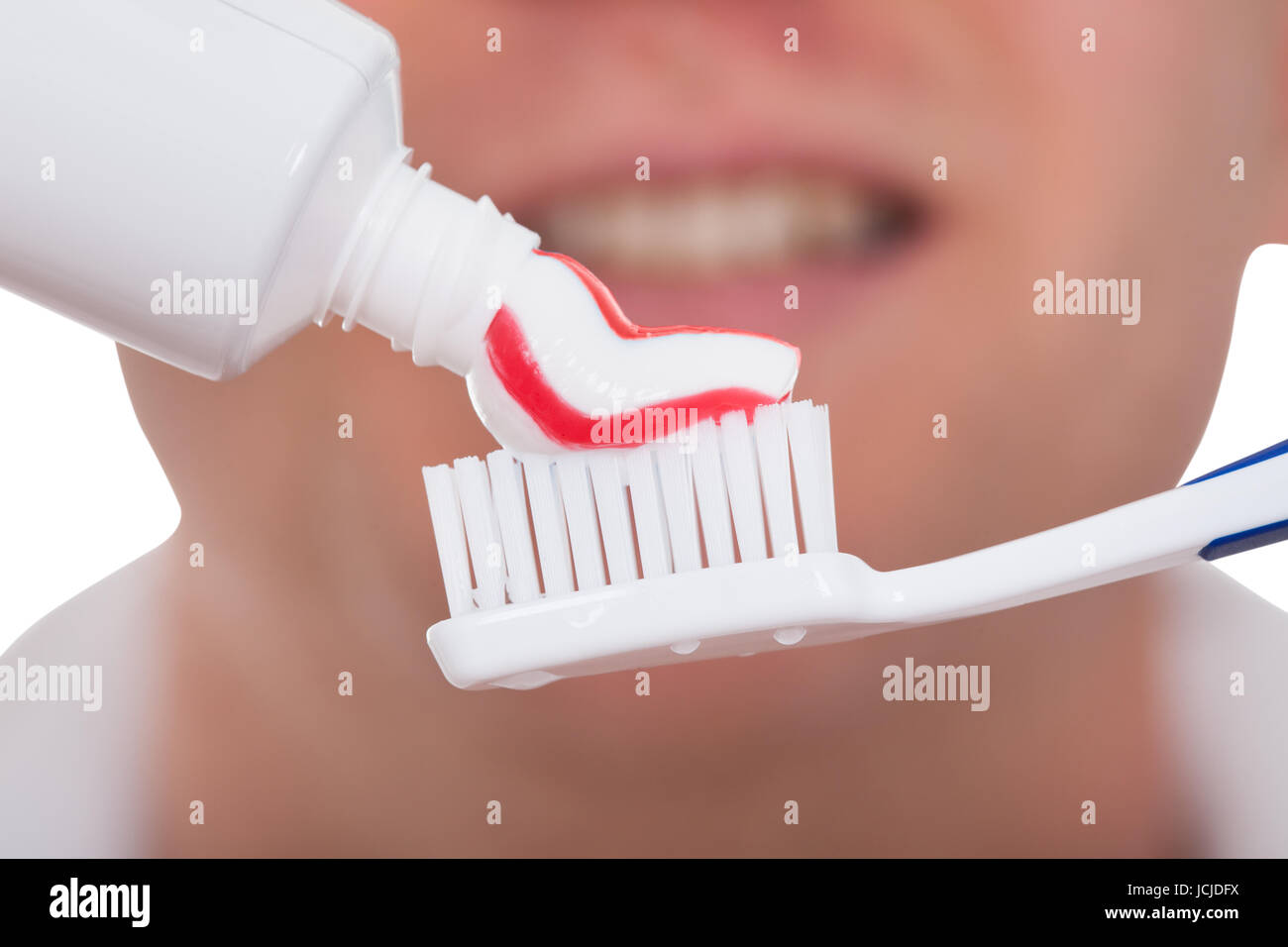 Close Up Of Male With Toothbrush And Toothpaste Stock Photo - Alamy
