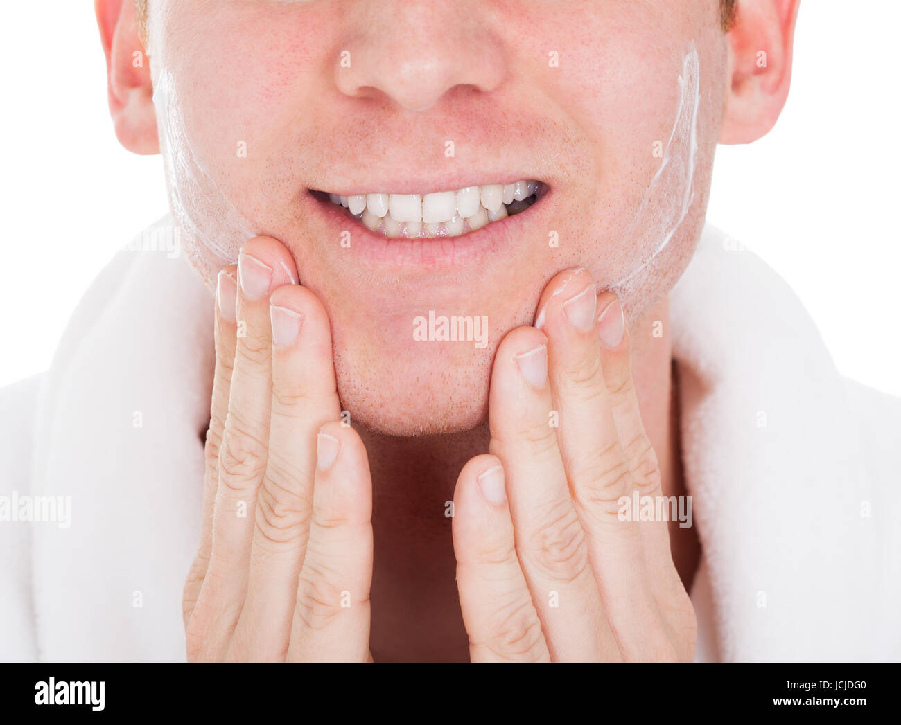 Close-up Of Man After Shaved Isolated Over White Background Stock Photo ...