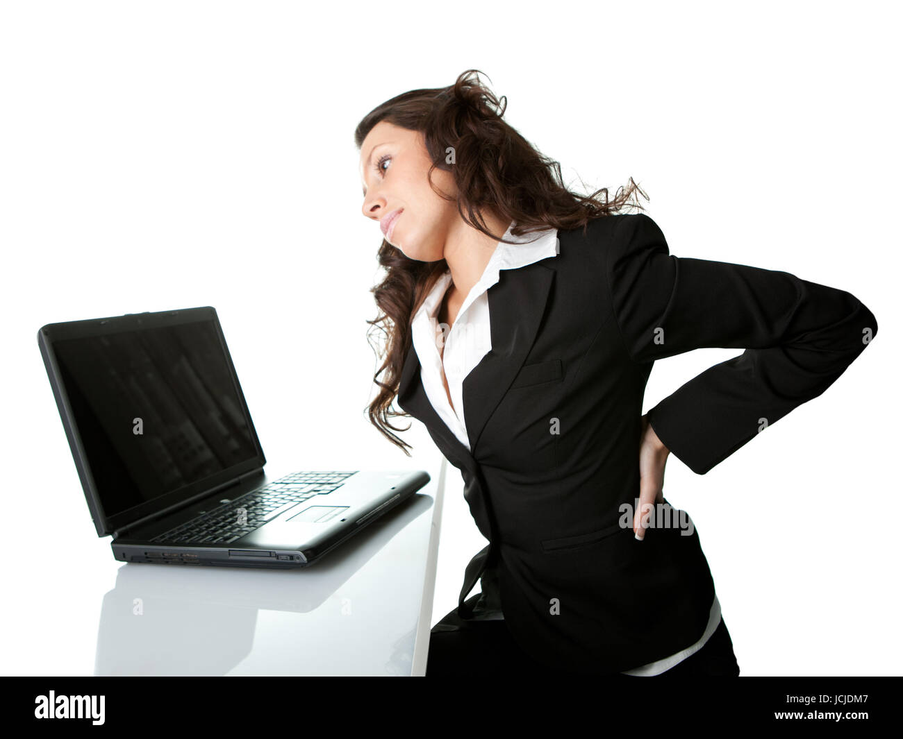 Business women having back pain. Isolated on white Stock Photo - Alamy