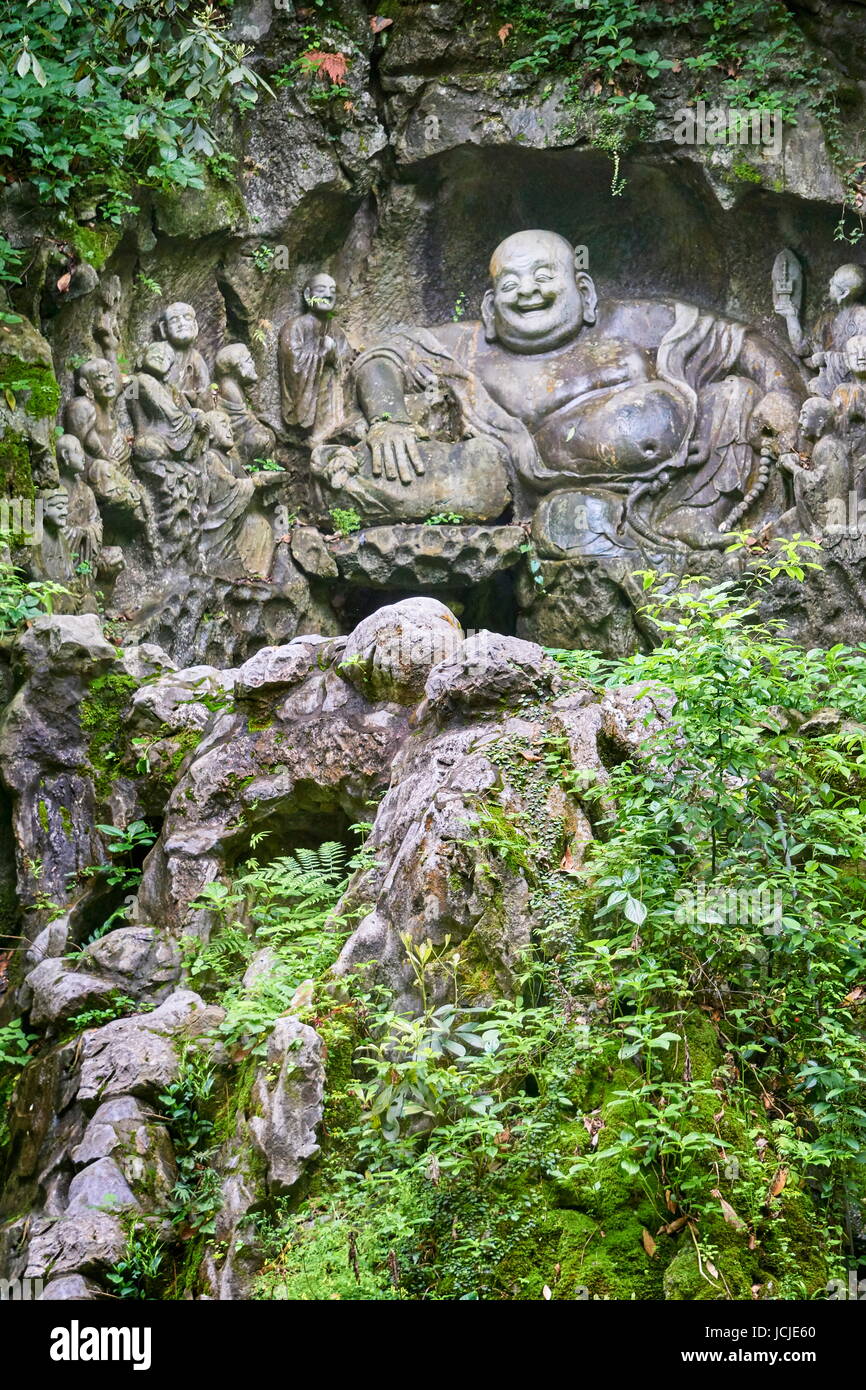 Laughing Buddha at Lingyin Temple, Hangzhou, China Stock Photo - Alamy