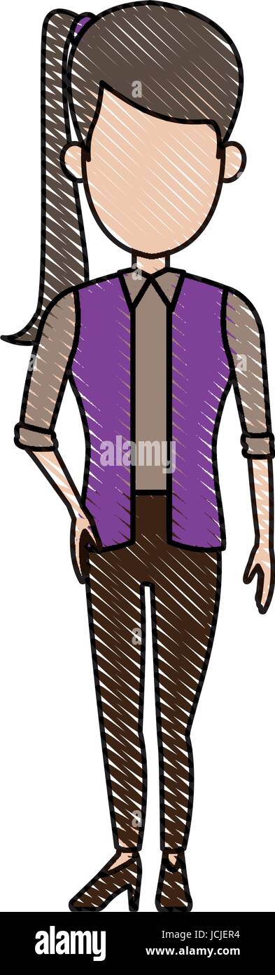 character woman business standing employee draw Stock Vector Image ...