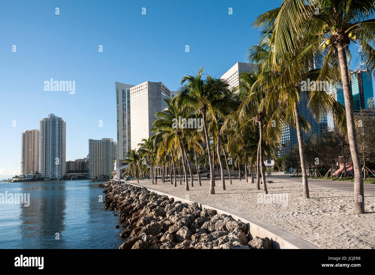 Waterfront promenade in Miami, Florida, USA Stock Photo - Alamy