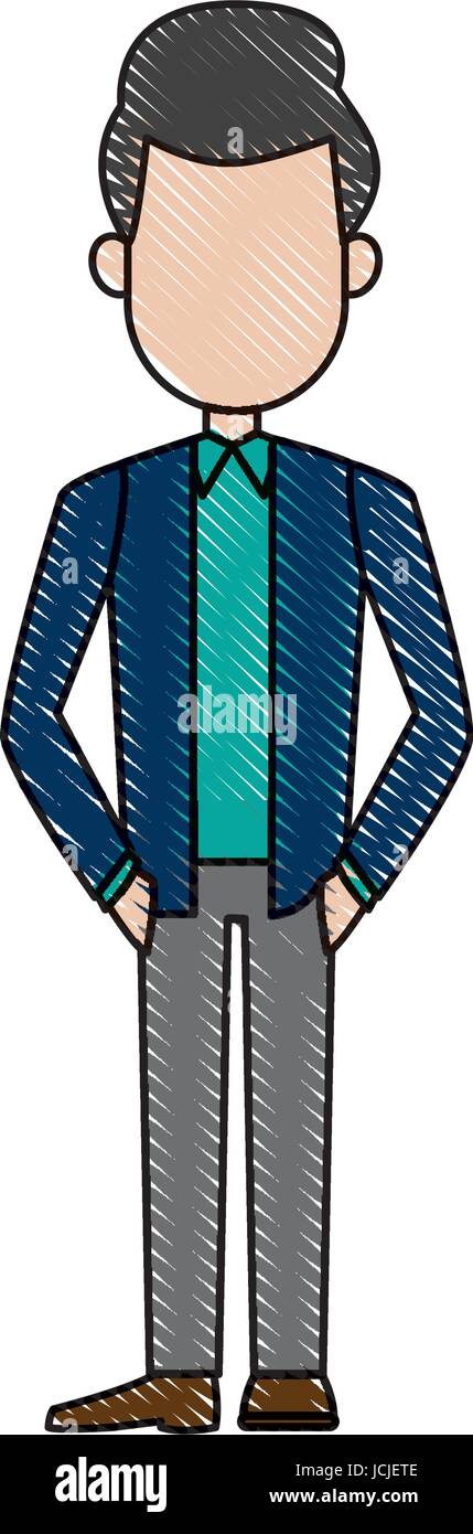 drawing cartoon man standing character male Stock Vector Image & Art ...