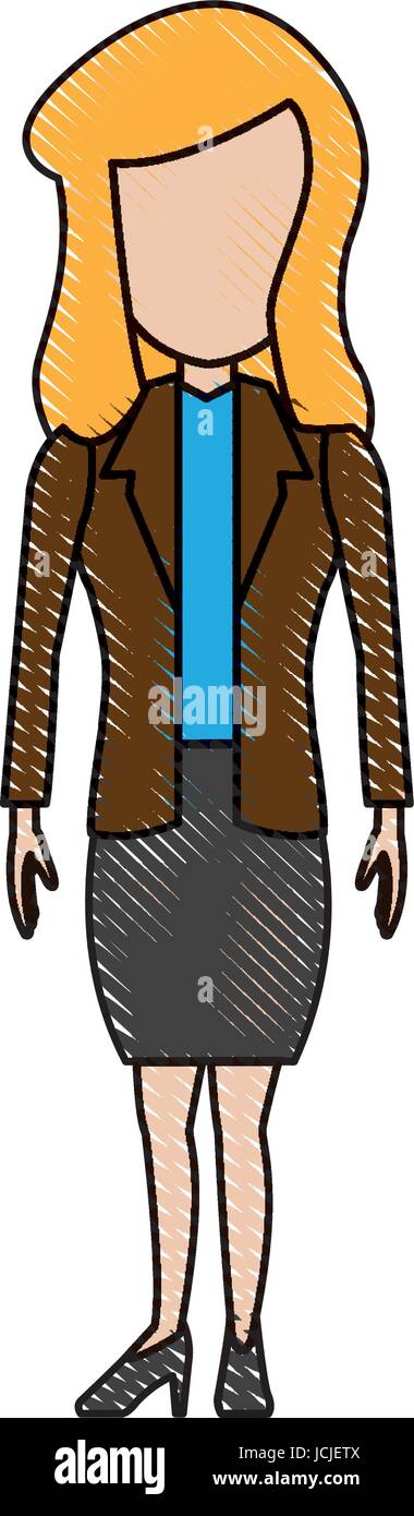 character woman business standing employee draw Stock Vector Image ...