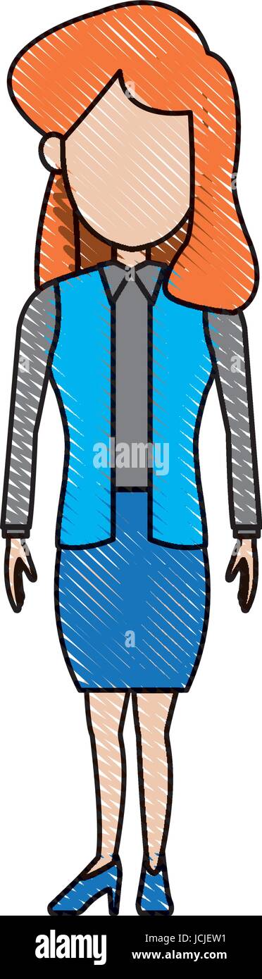 character woman business standing employee draw Stock Vector Image ...
