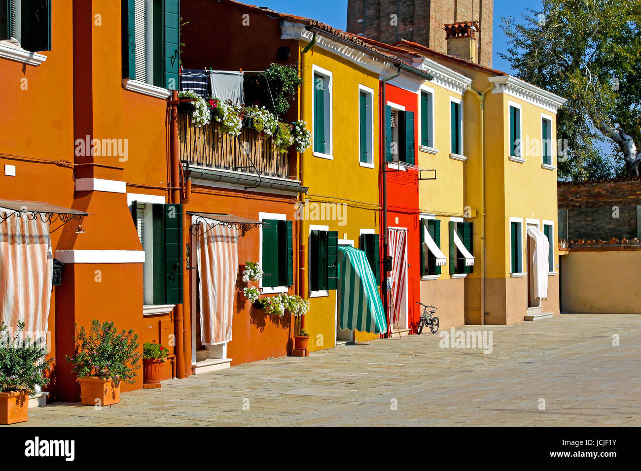 Old retro Mediterranean street with colorful houses Stock Photo - Alamy