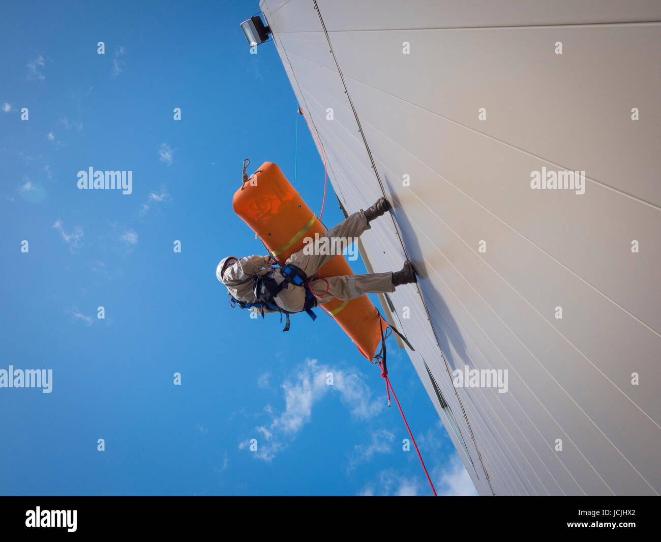Crews practice high angle rescue at a public training facility at an ...