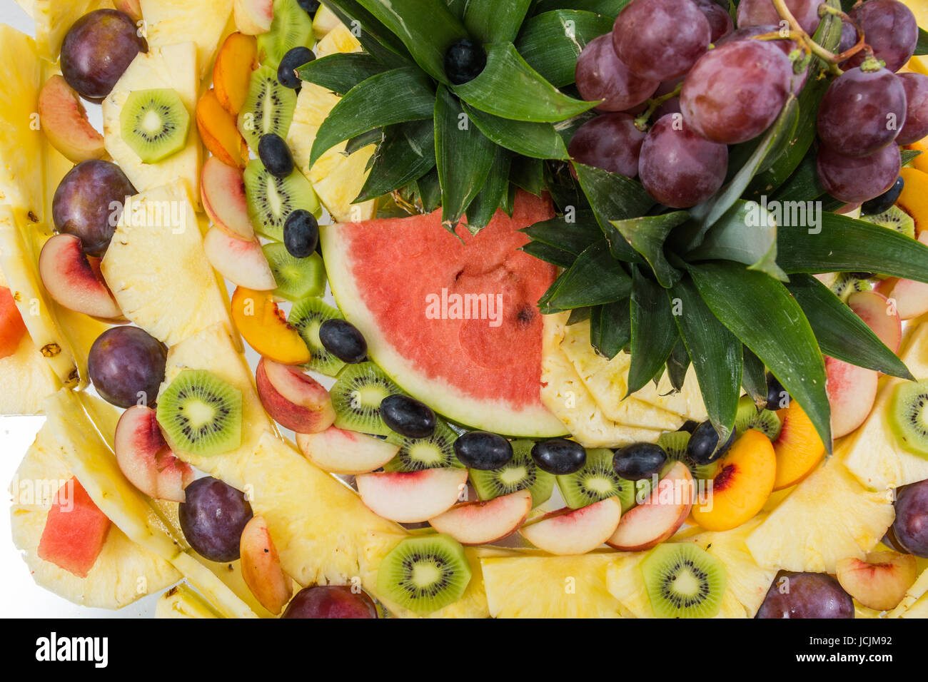 compositions of fresh fruit cut for buffets. typical summer fruits of ...