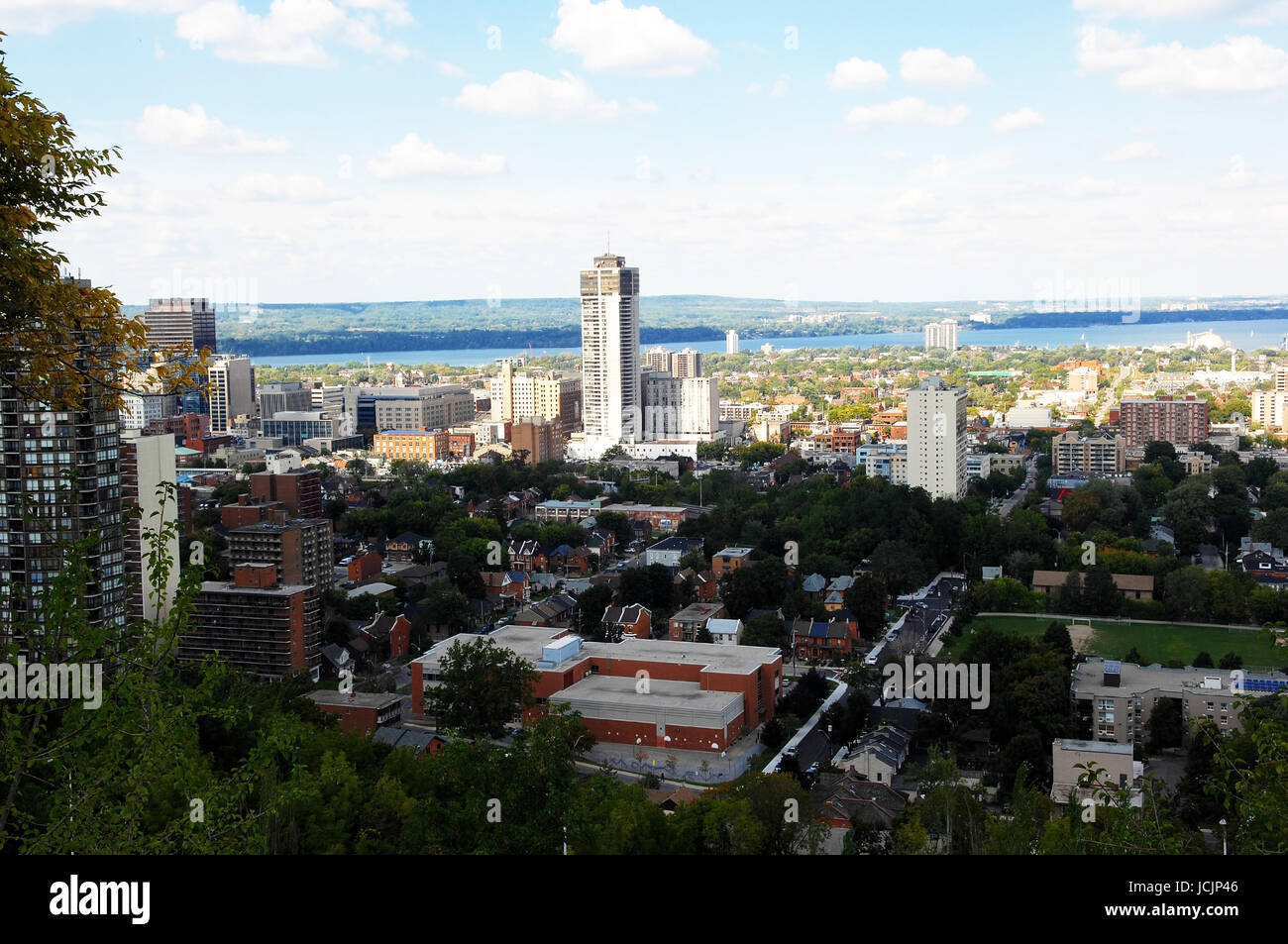 View from the Hamilton mountain of the lower city and the harbour in ...
