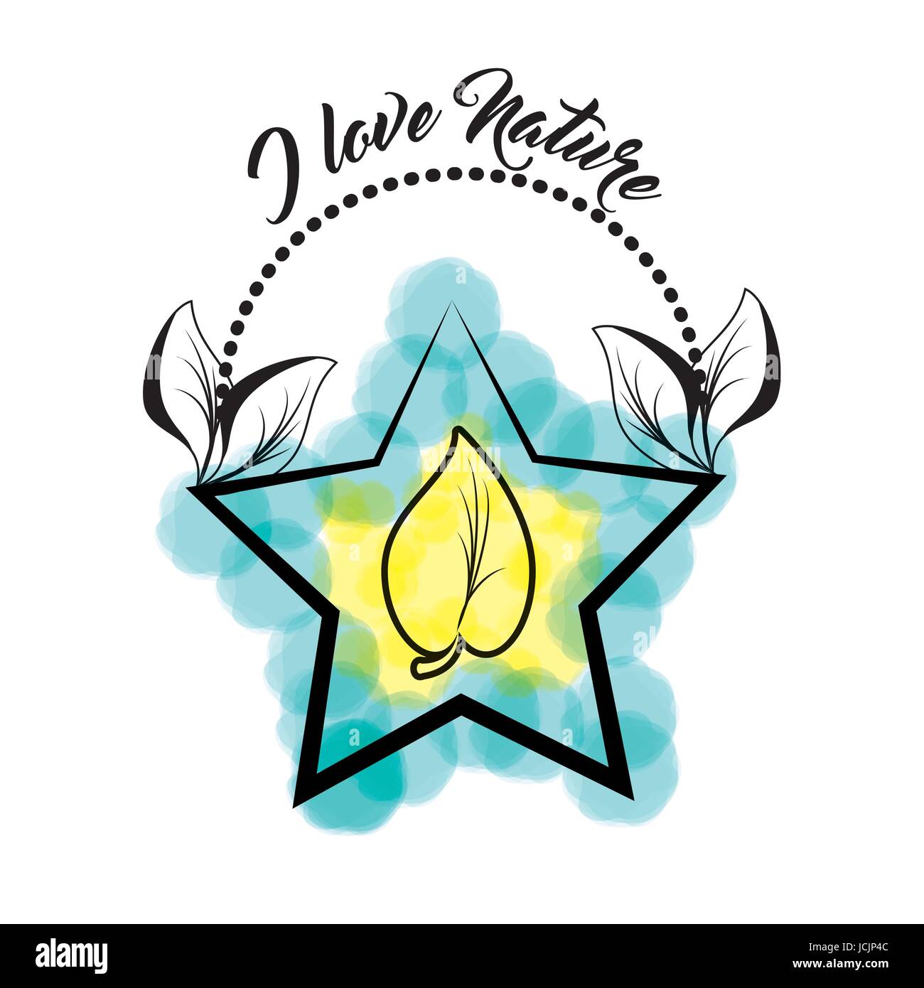 star emblem with leaf inside decoration Stock Vector Image & Art - Alamy