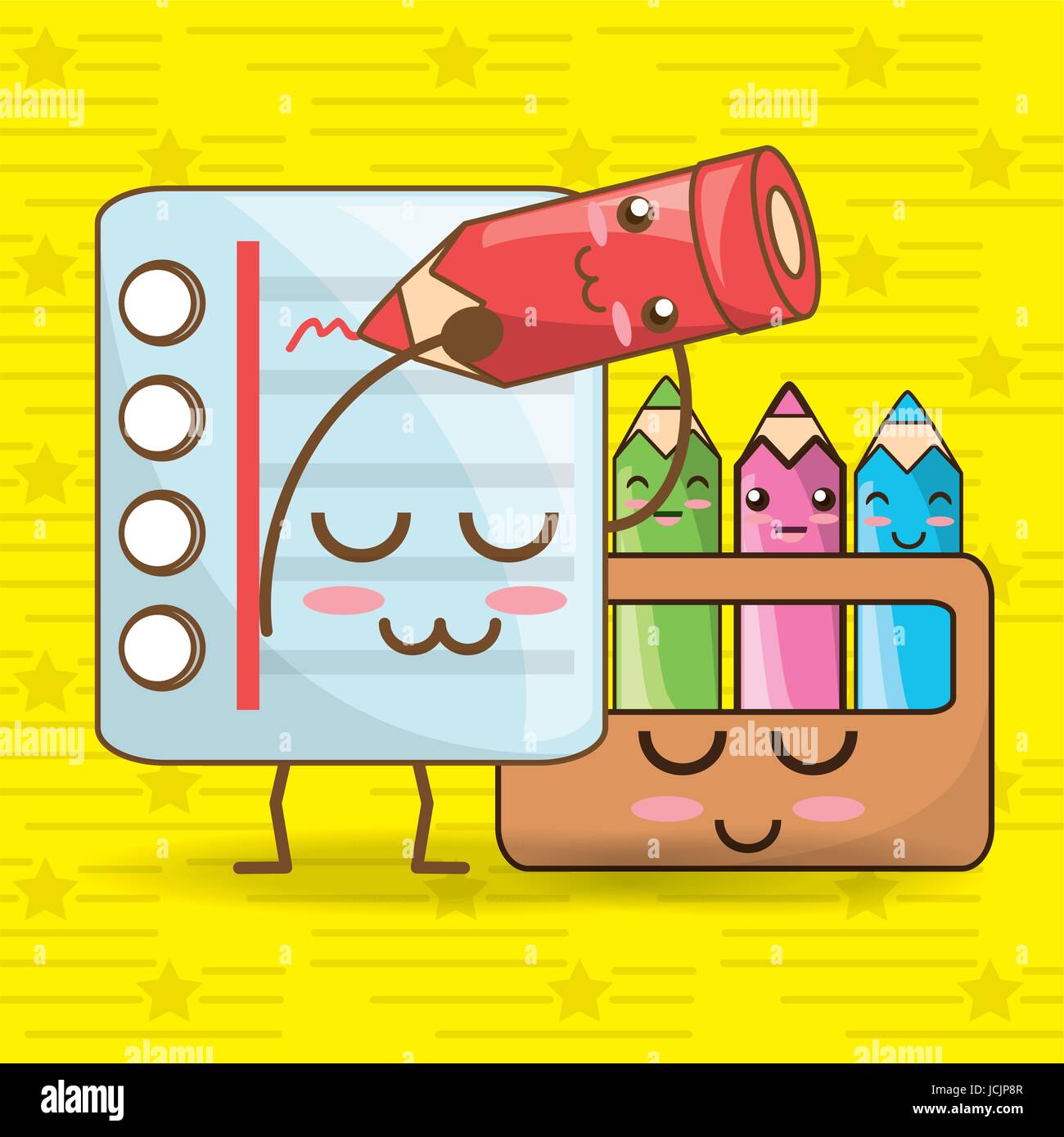 kawaii icons school tools to study education Stock Vector Image & Art ...