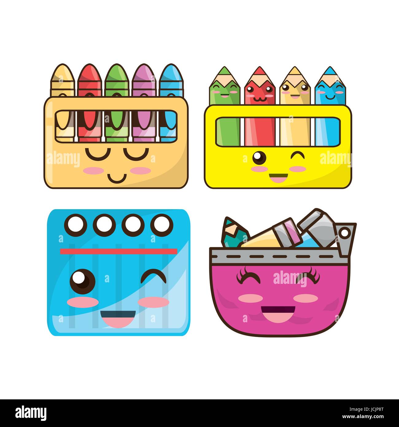 kawaii icons school tools to study education Stock Vector Image & Art ...