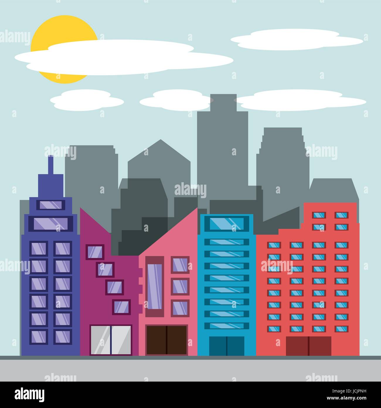 beautiful city with building towers Stock Vector Image & Art - Alamy