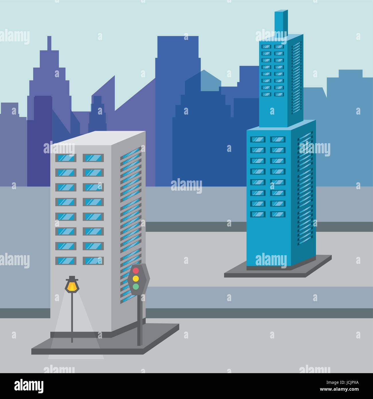 beautiful city with building towers Stock Vector Image & Art - Alamy