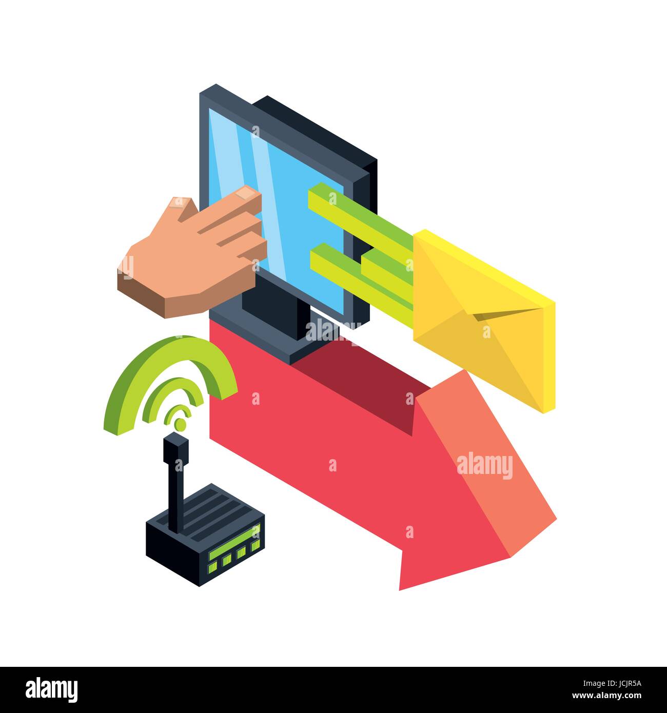 Technology laptop connecting wifi Cut Out Stock Images & Pictures - Alamy