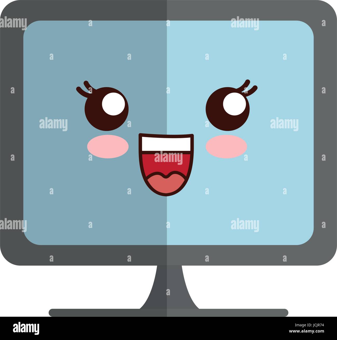 Computer kawaii cartoon happy cute Stock Vector Images - Alamy