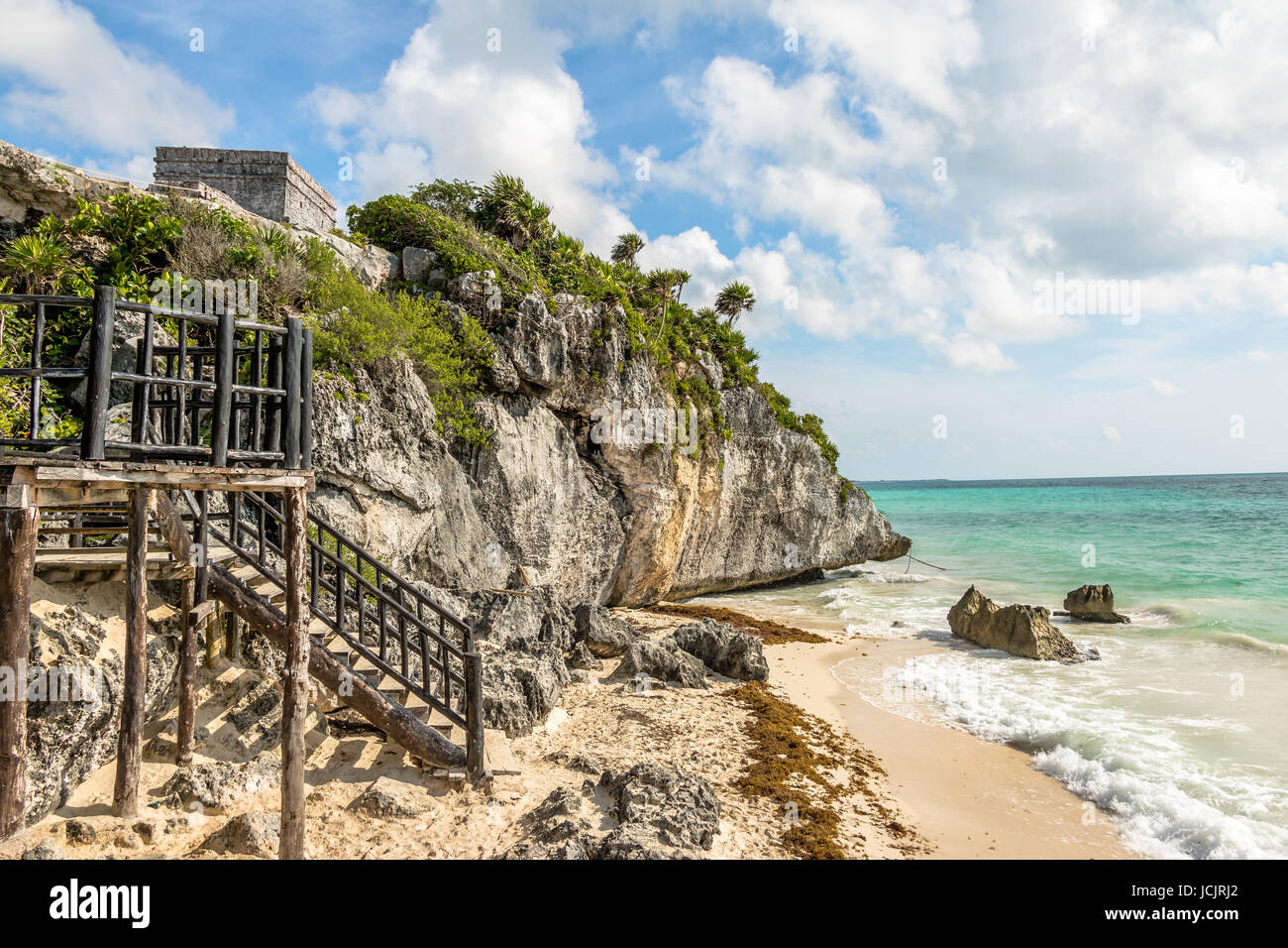Caribbean beach at Mayan Ruins of Tulum - Tulum, Mexico Stock Photo - Alamy
