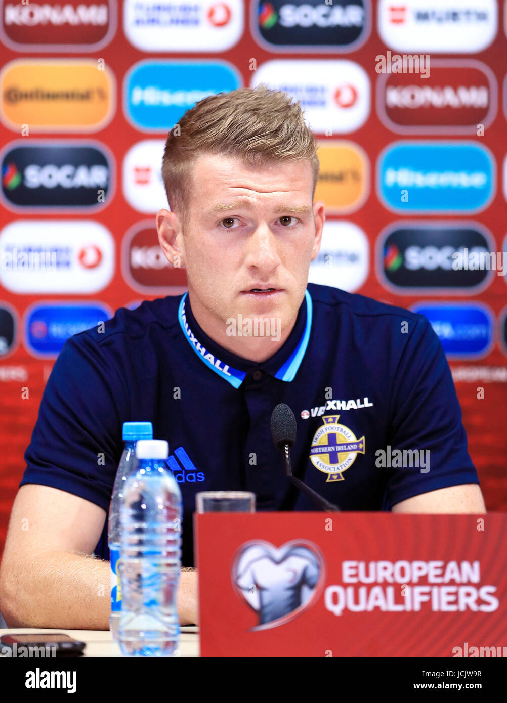Northern Ireland's Steven Davis during a press conference at the Tofiq ...