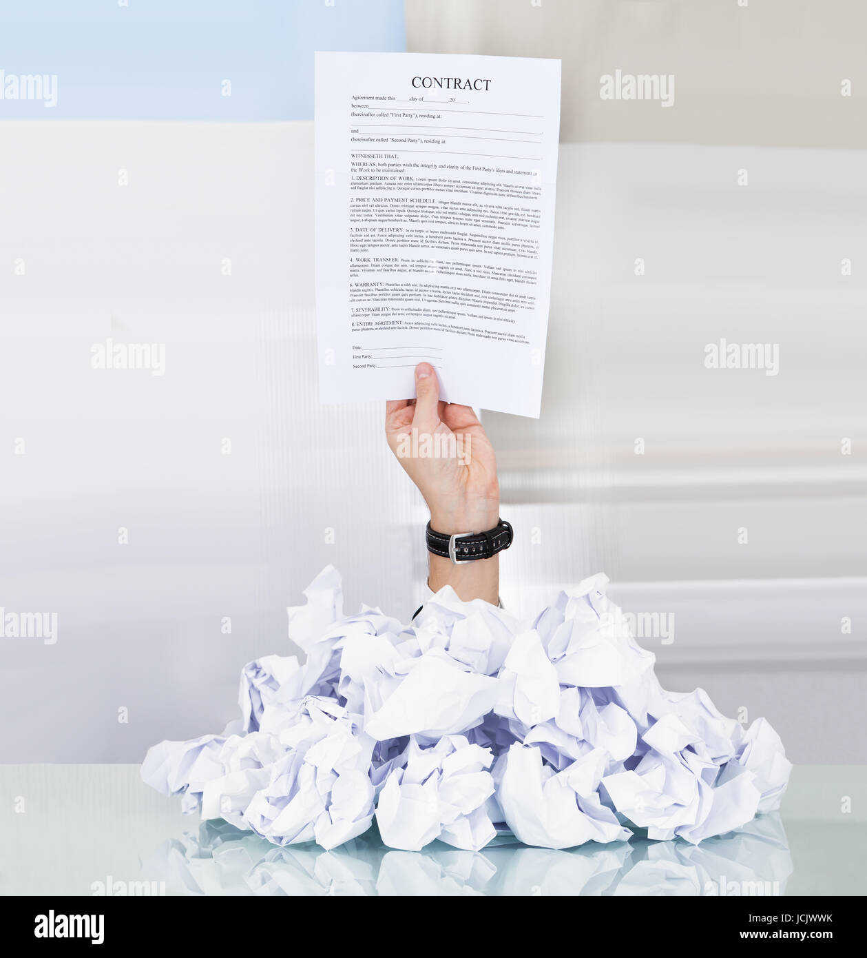 Person under pile crumpled hi-res stock photography and images - Alamy
