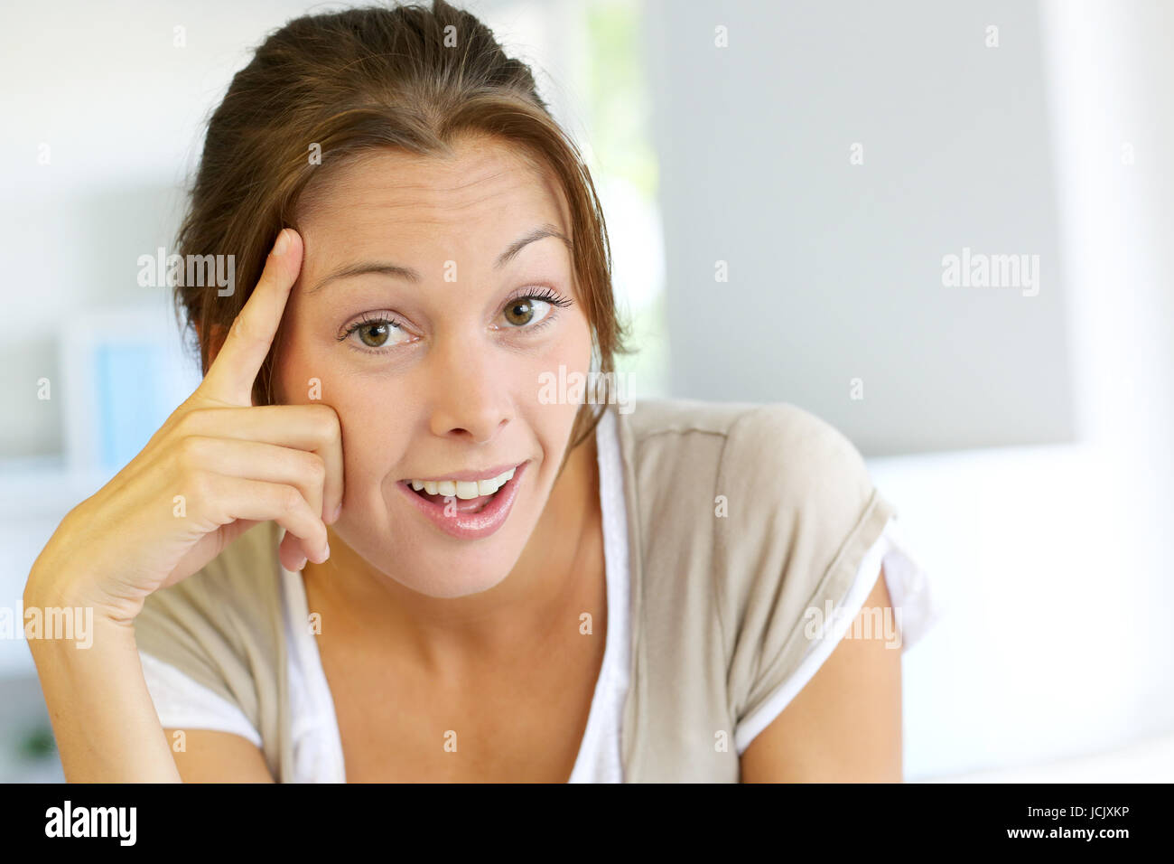 Surprised woman having idea hi-res stock photography and images - Alamy
