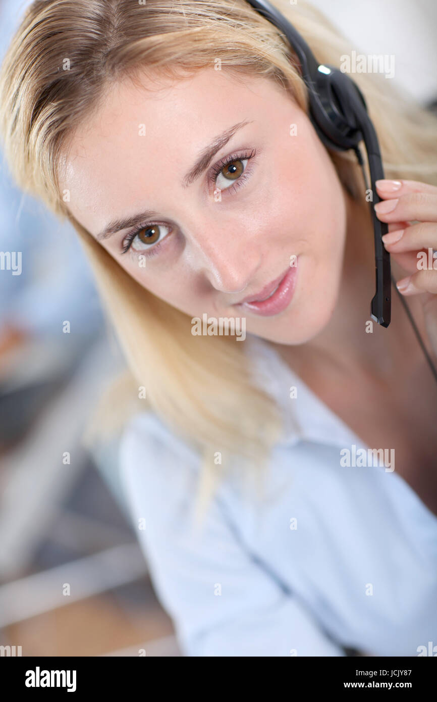 Portrait of beautiful customer service woman Stock Photo - Alamy
