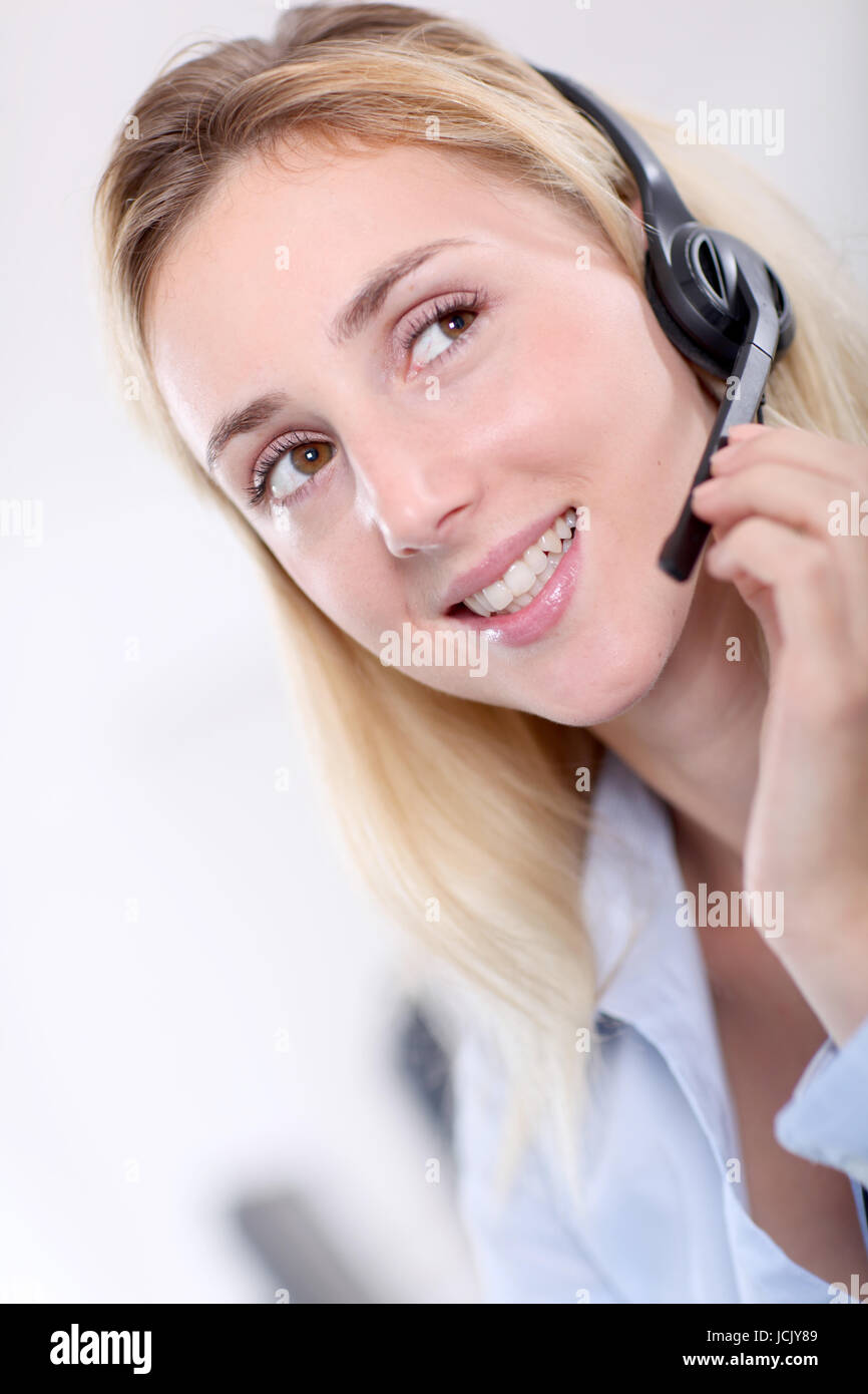 Portrait of beautiful customer service woman Stock Photo - Alamy
