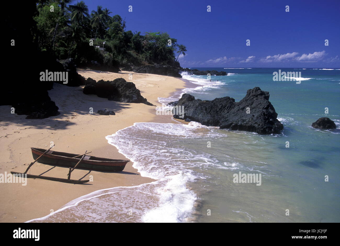 the beach of the village Moya on the Island of Anjouan on the Comoros ...